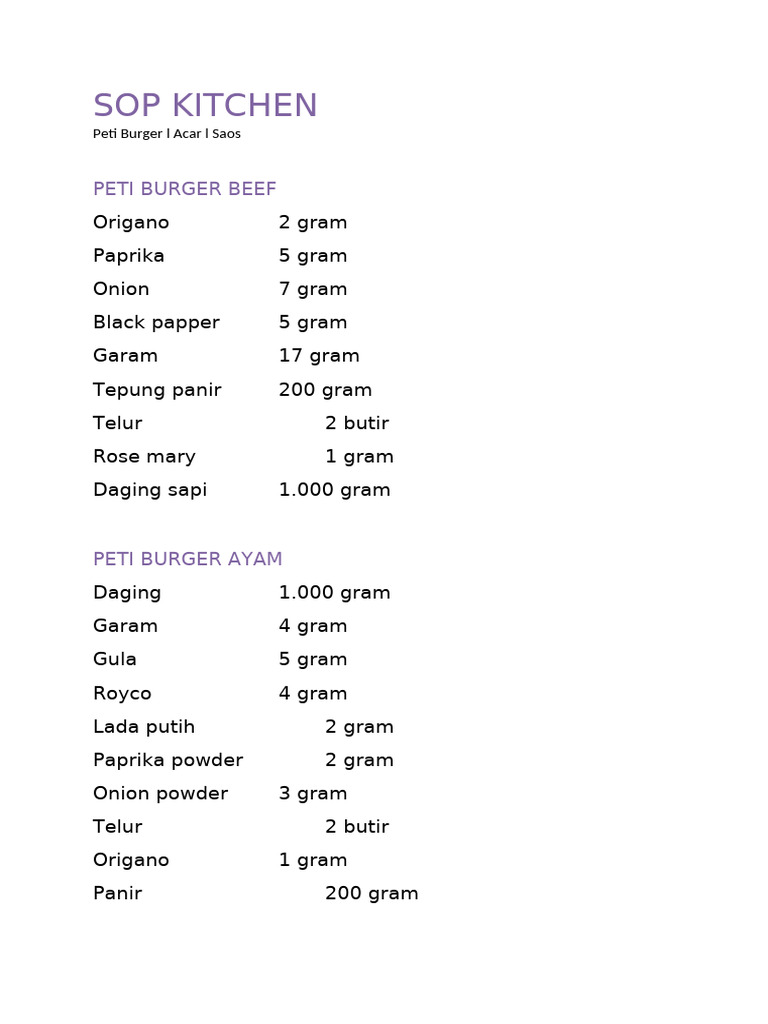 SOP KITCHEN (1) | PDF