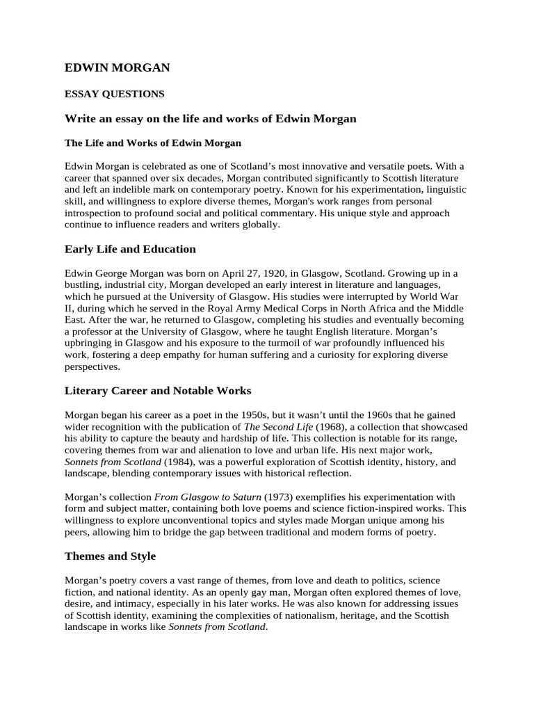 EDWIN MORGAN | PDF | Poetry