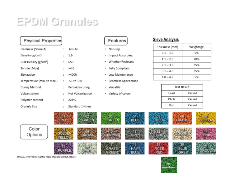 0.3 Color Chart EPDM Miroad | PDF | Materials | Building Engineering