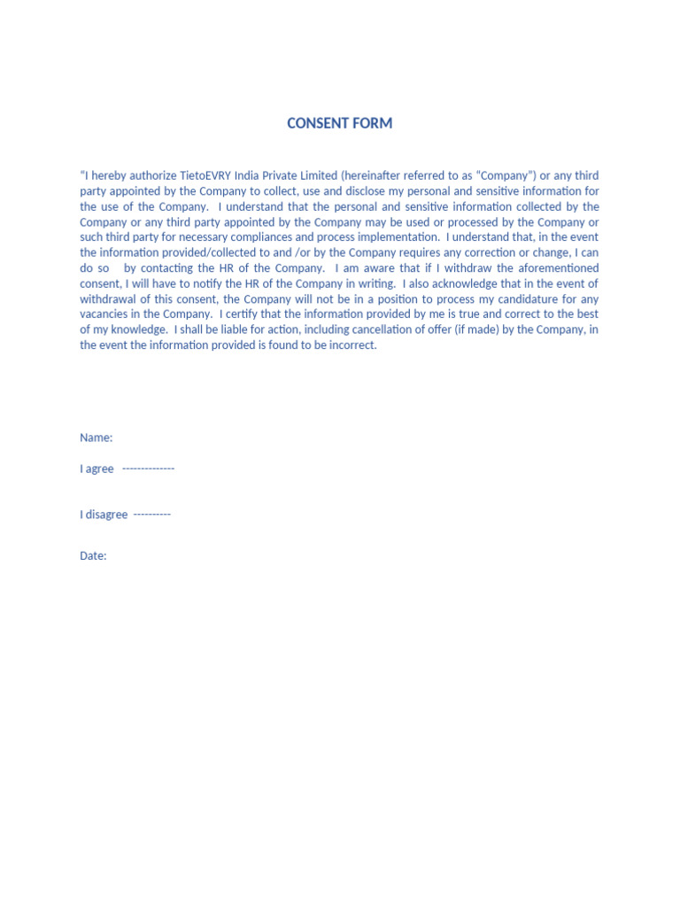 Employee Consent Form | PDF