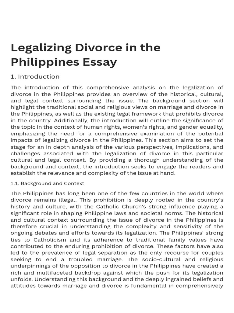 Legalizing Divorce in the Philippines | PDF | Divorce | Marriage