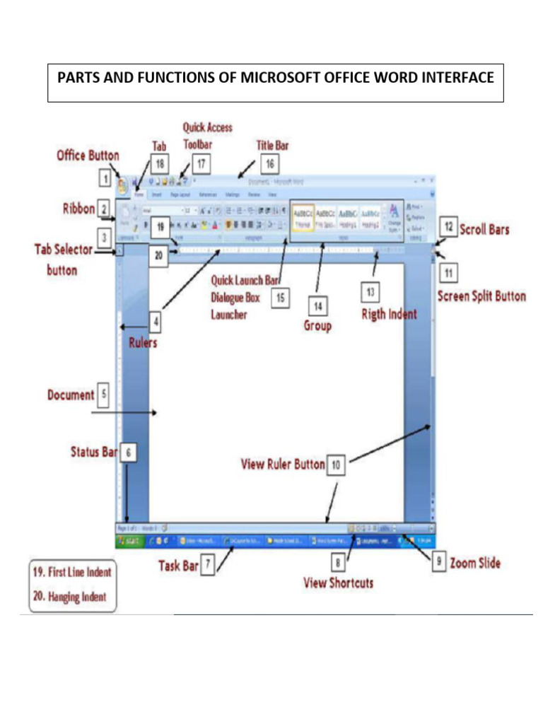 Parts-of-MS-Word | PDF | Microsoft Word | Software