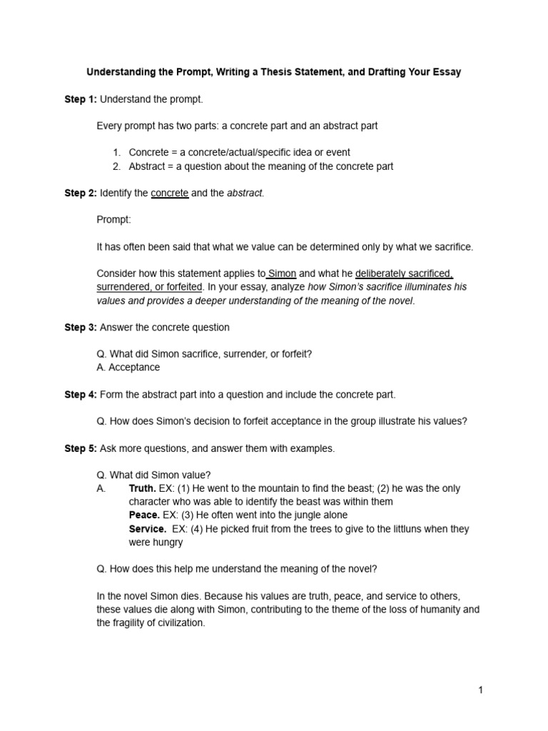 LOTF Essay Construction Step by Step | PDF