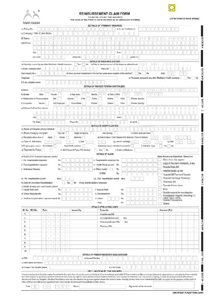 Reimbursement Claim Form | PDF