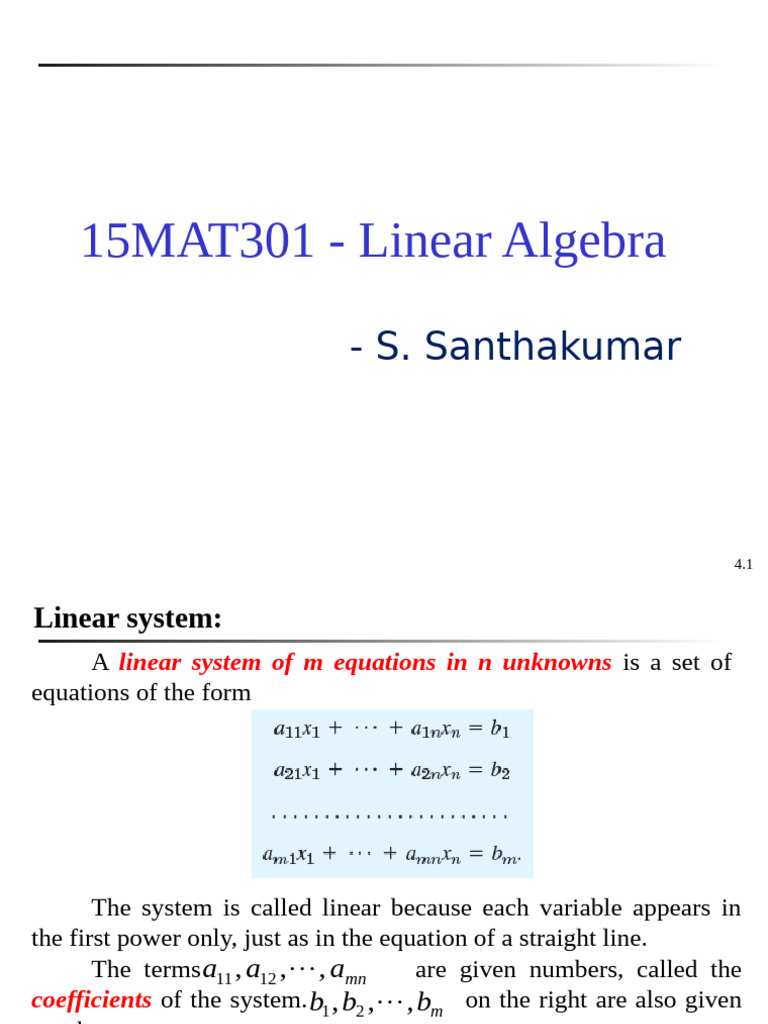 L3 - Linear Algebra - System of Equation | PDF | System Of Linear Equations | Matrix (Mathematics)