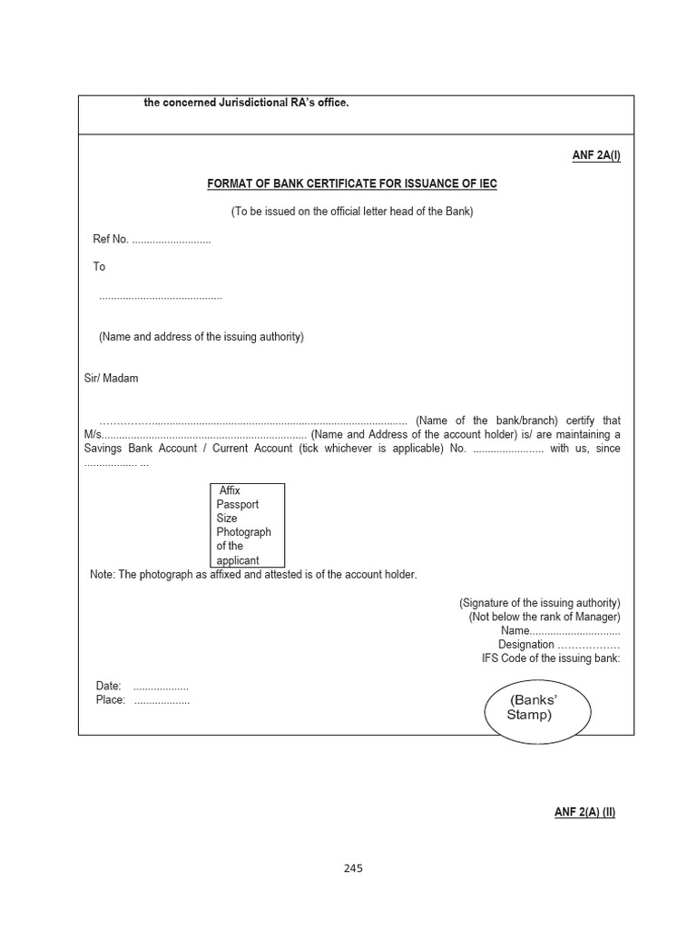 Bank Format Iec | PDF | Government And Personhood