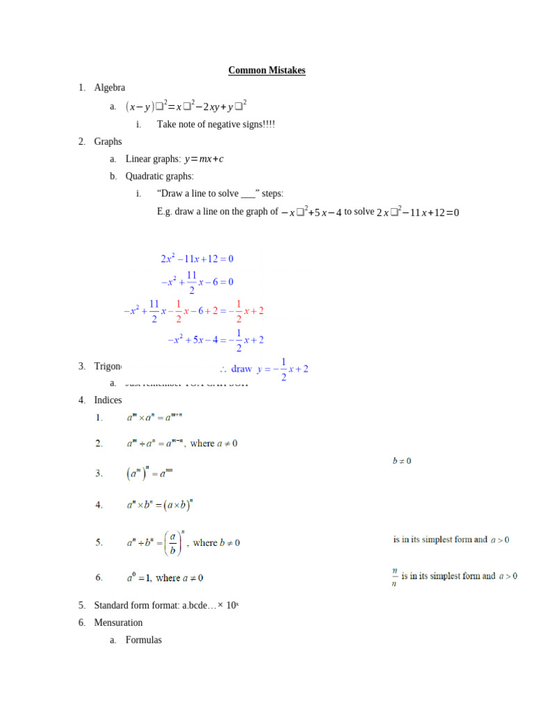 Math Mistakes | PDF