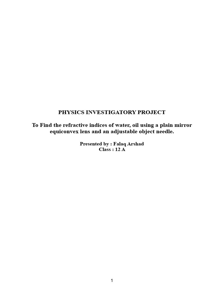 Final Physics Project | PDF | Refractive Index | Mirror Final Physics Project | PDF | Refractive Index | Mirror