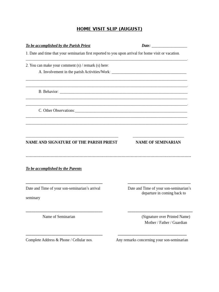 Home Visit Slip | PDF