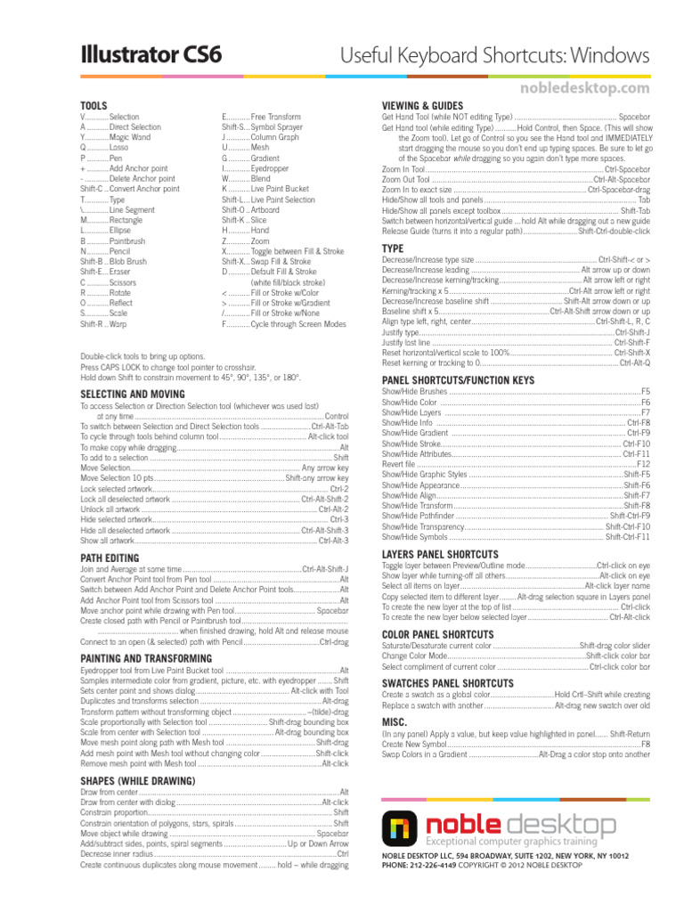 Illustrator Cs6 Shortcuts PC | PDF | Computing