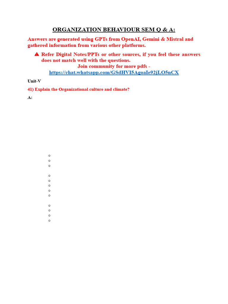 OB_UNIT-5 | PDF | Organizational Culture | Leadership