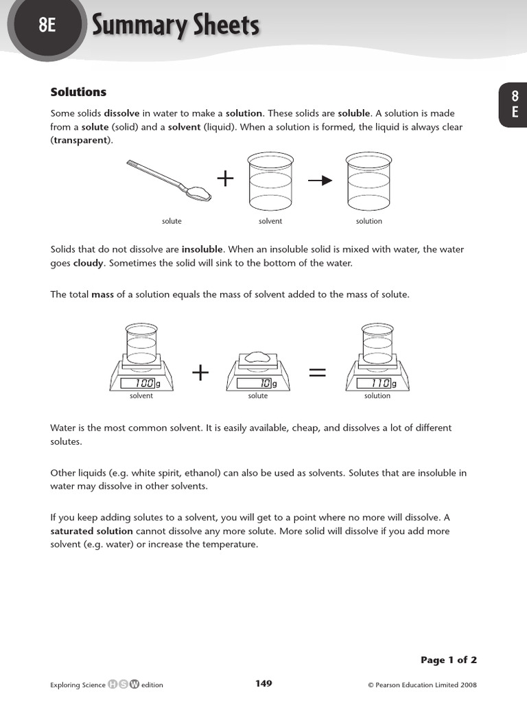 summary_sheets (10) | PDF | Solubility | Mixture