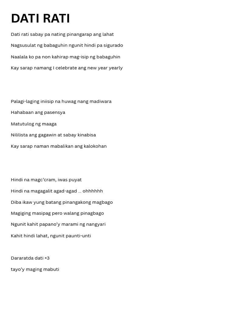 Dati Rati Sabay Pa Nating Pinangarap Ang Lahat.pdf | PDF