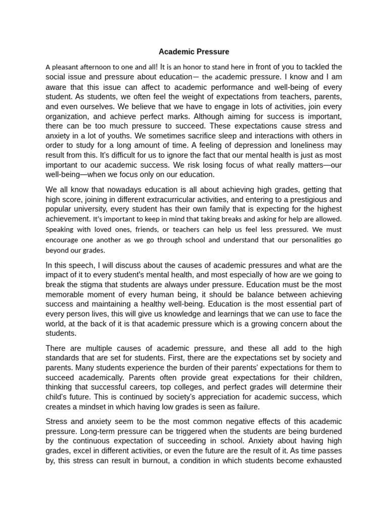 Addressing Academic Pressure's Impact | PDF | Mental Health | Anxiety