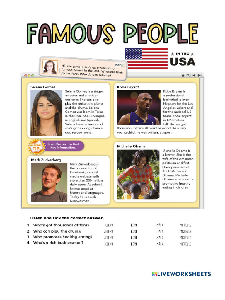 reading adn writing about famous people | PDF