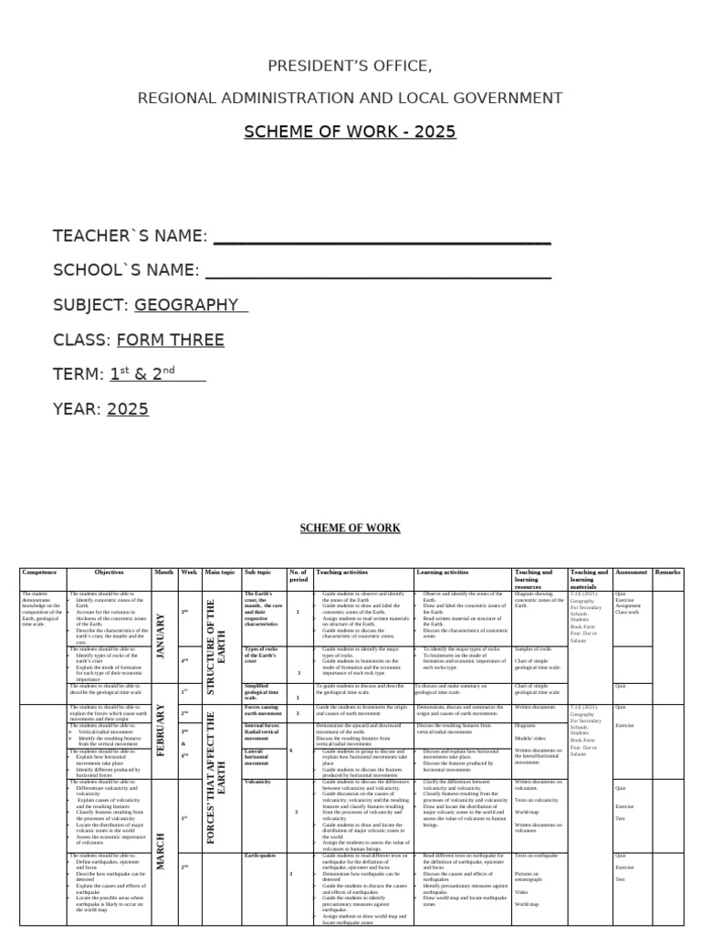 Geography Form Three New 2025 | PDF | Earthquakes | Soil
