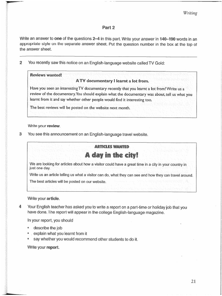 B2 Writing test- test 1 | PDF