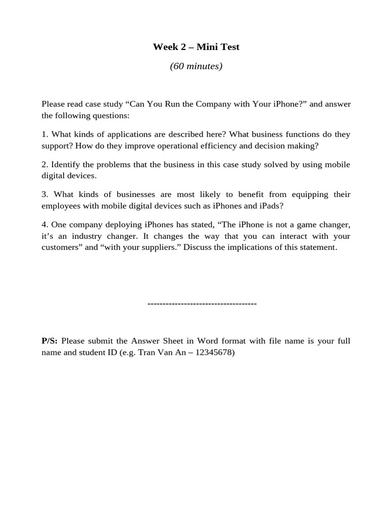 Week 2 -Mini Test | PDF