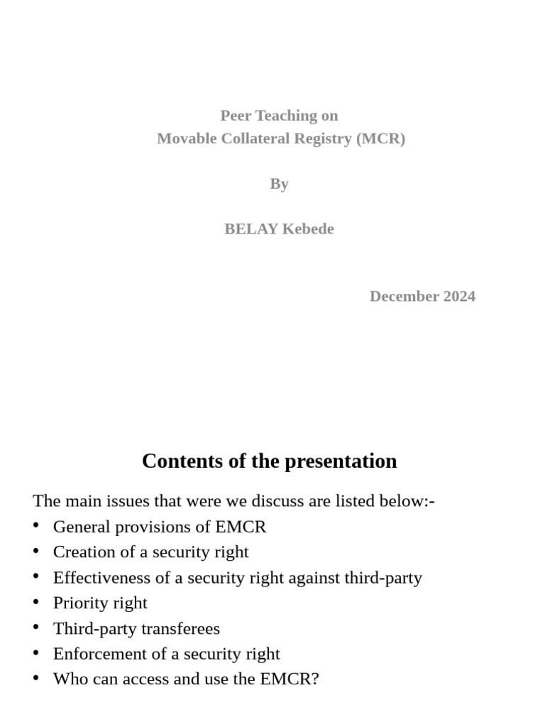 EMCR Peerteachning Presentation by Team II | PDF | Securities (Finance ...