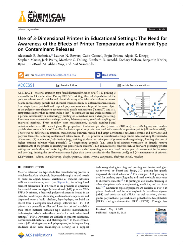 Use of 3-Dimensional Printers in Educational Settings The Need For ...