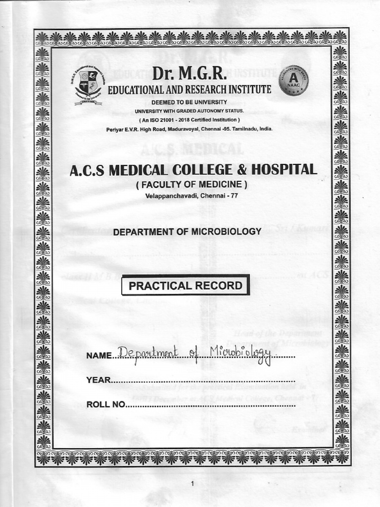 MBBS Micro Practical Record | PDF