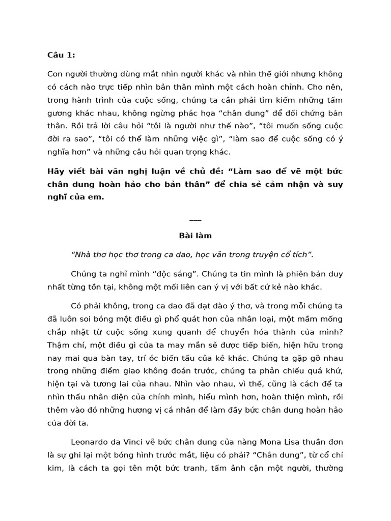 Bài làm phác họa chân dung | PDF