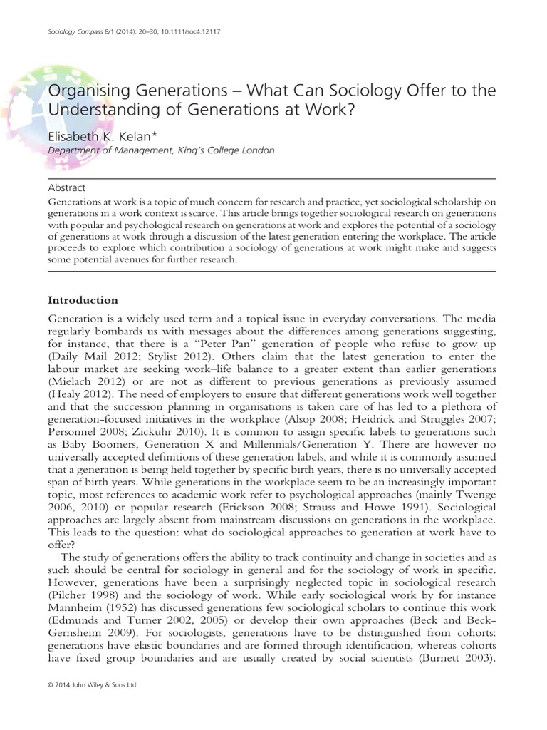 Organising Generations - What Can Sociology Offer To The Understanding ...