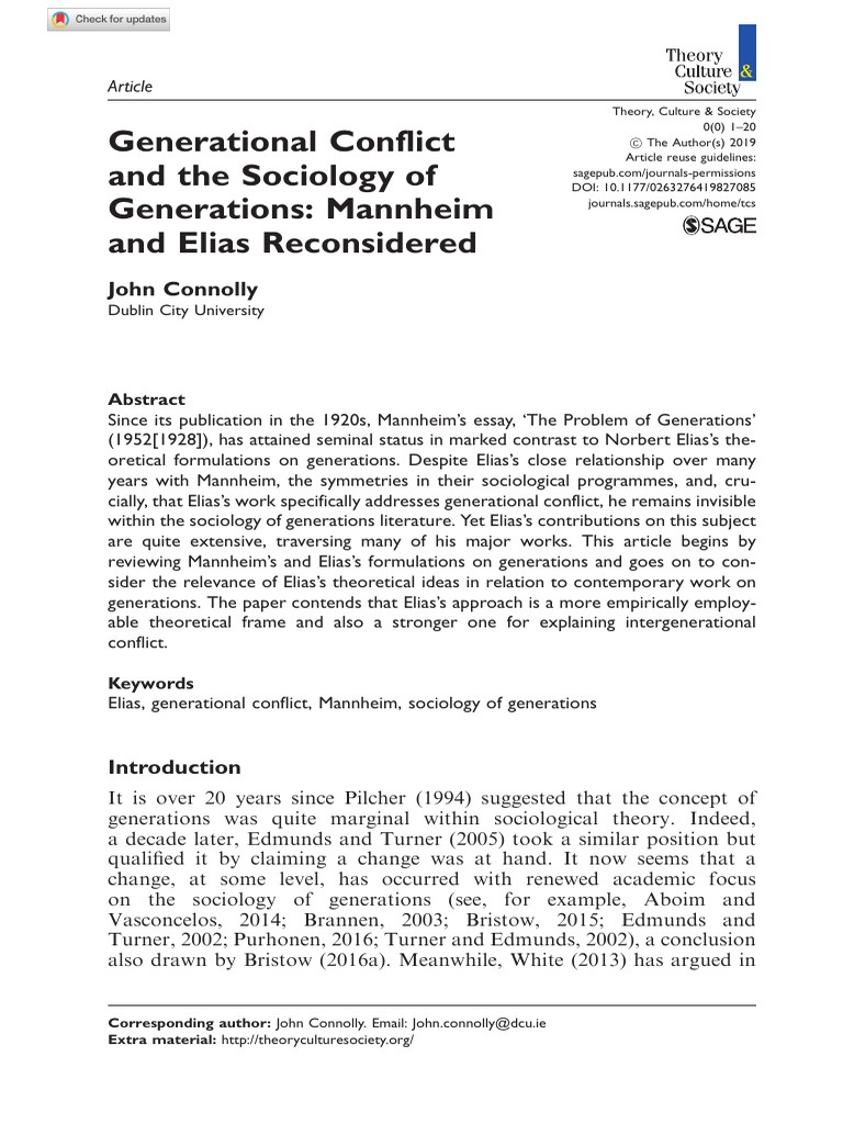 Generational Conflict and The Sociology of Generations Mannheim and ...