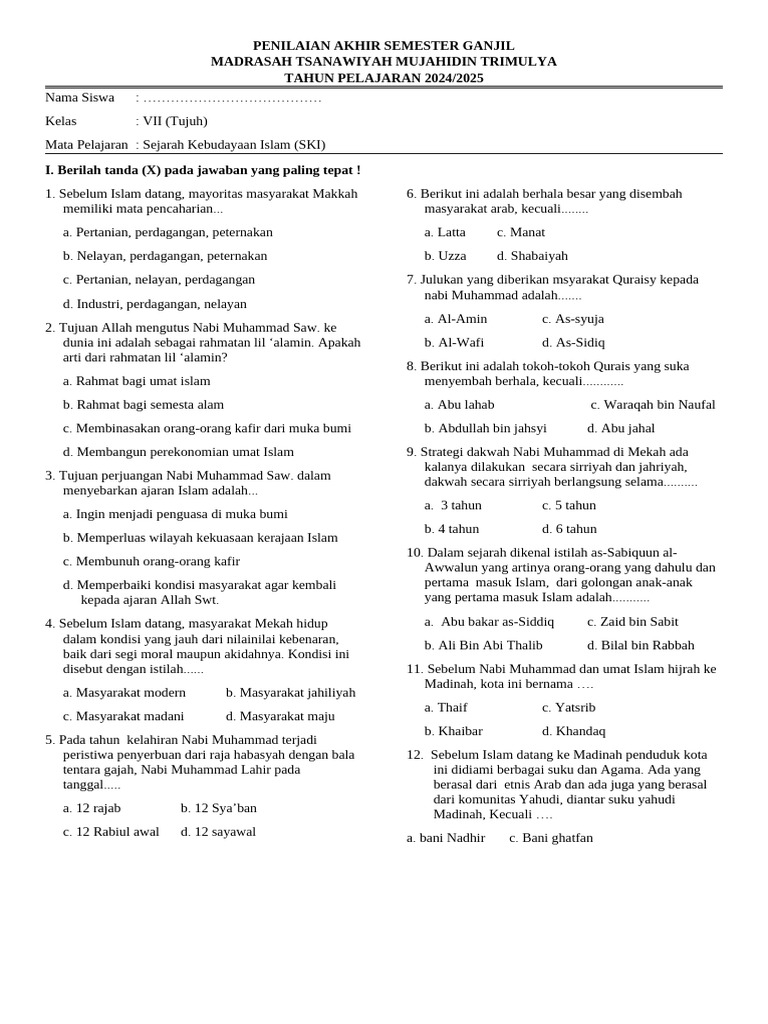 Soal Pas 2024 Ski | PDF