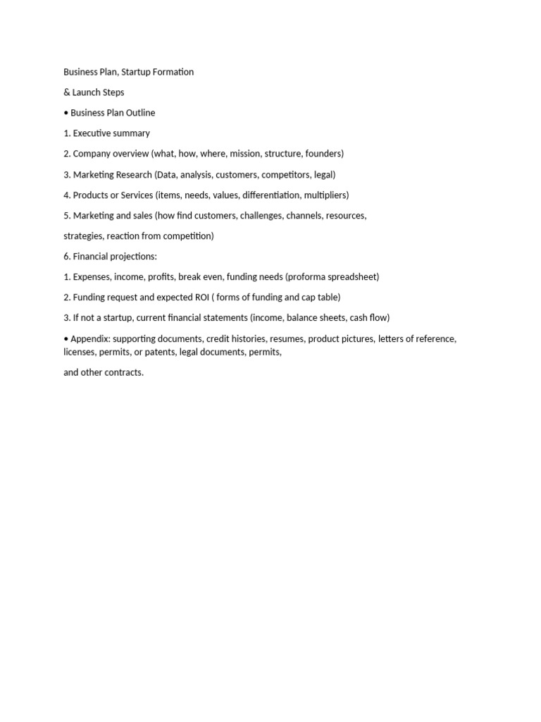Business Plan Outline | PDF