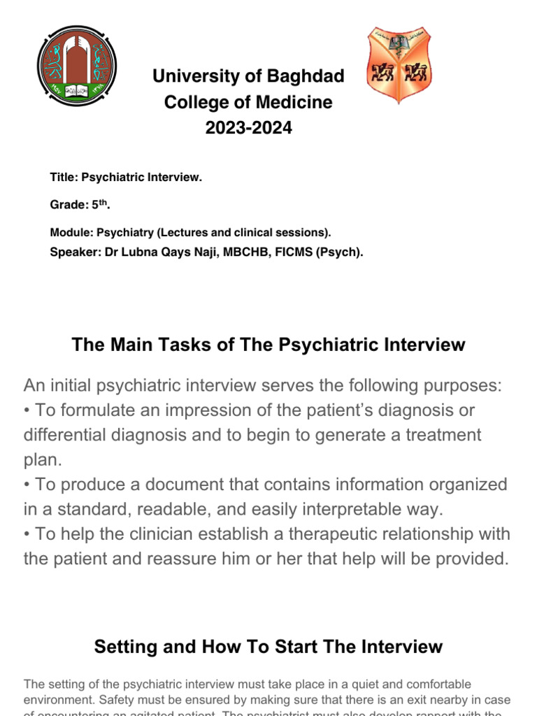 Psychiatric Interview | PDF