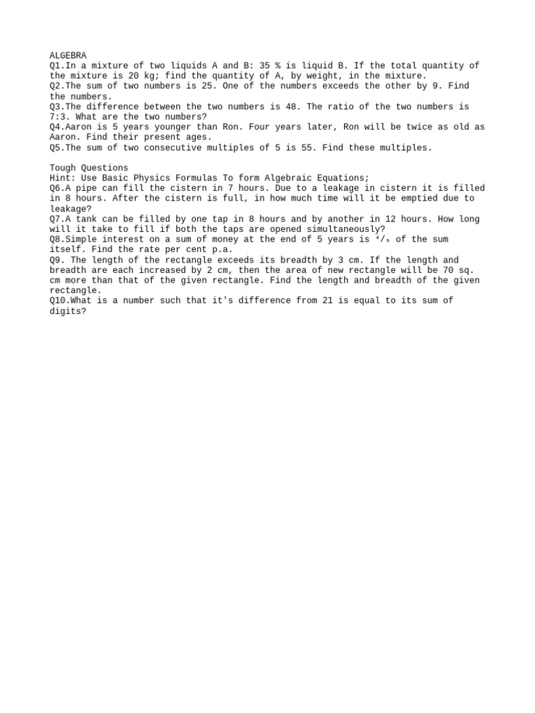 Algebra 1 Class 8 | PDF