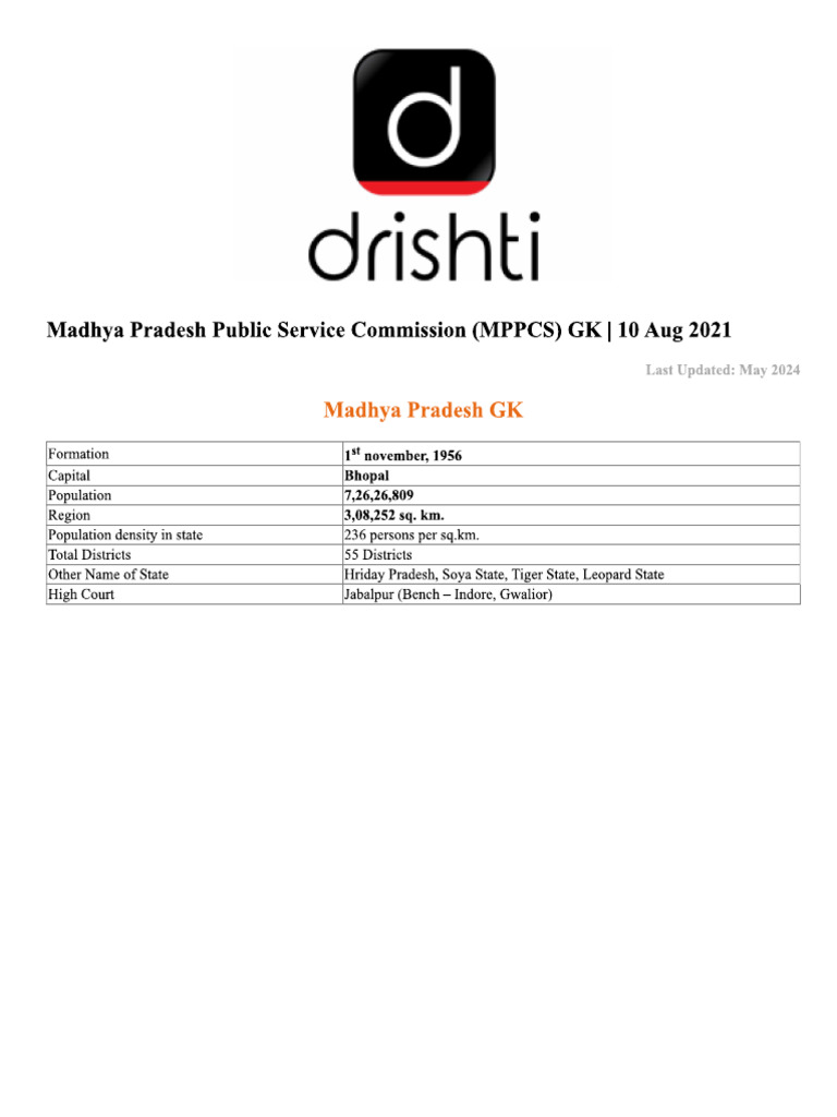 MP gk drishti | PDF