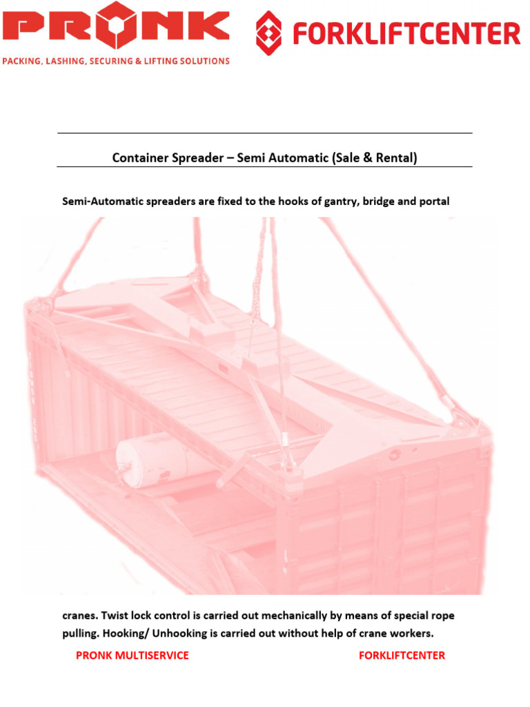 Semi-Automatic Container Spreaders | PDF | Crane (Machine) | Manufactured Goods