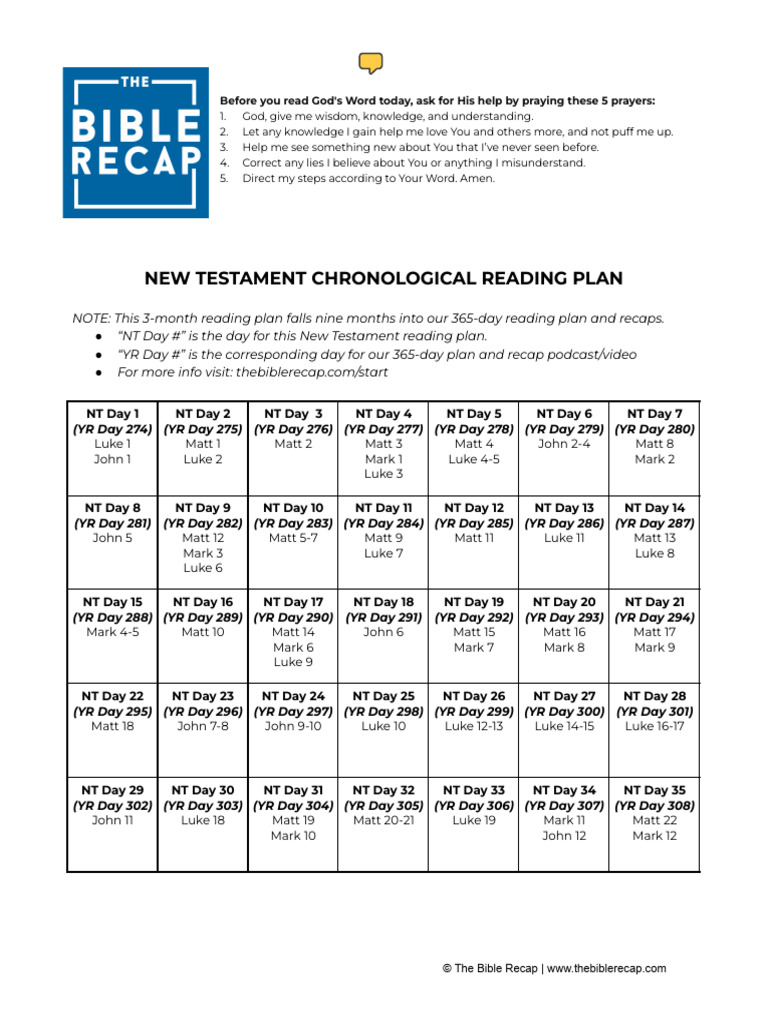 NT Reading Plan | PDF | Religious Belief And Doctrine | Bible