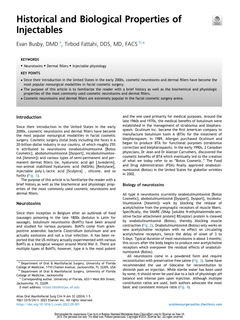 Historical and Biological Properties of Injectables - Atlas of The Oral ...