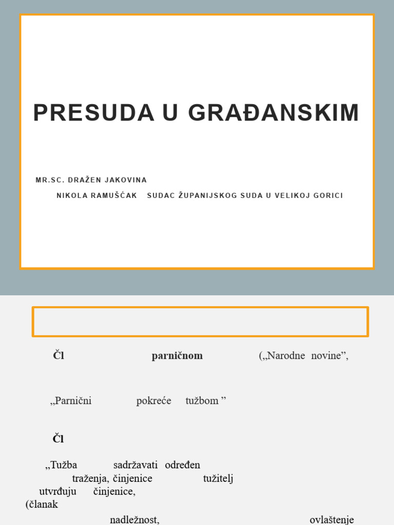 Tehnika Pisanja Presuda U Građanskim Predmetima - HOK | PDF
