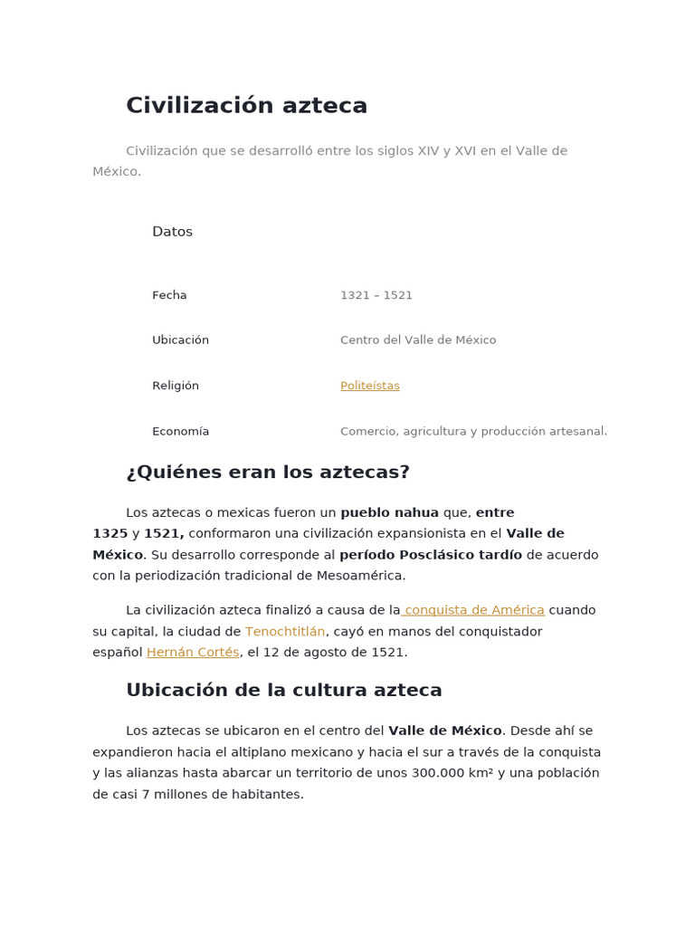 Los Aztecas | PDF | México | Mesoamérica