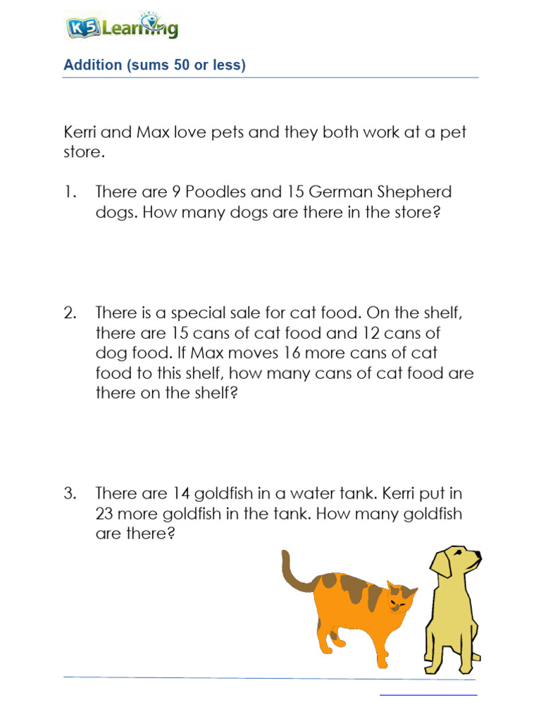 Grade 1 Math Word Problems | PDF