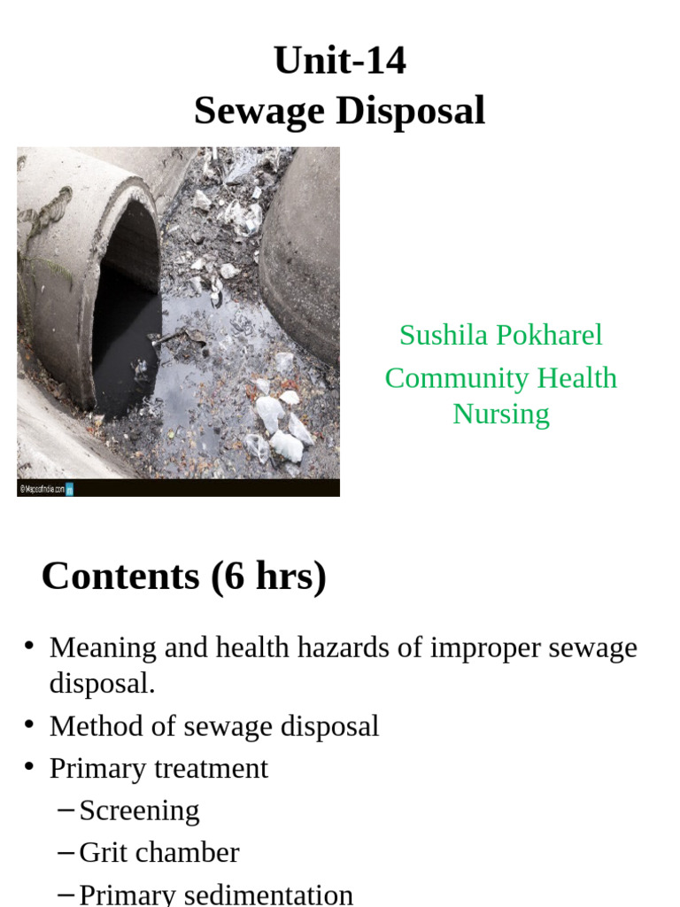 Sewage Disposal Methods and Health Risks | PDF | Sewage Treatment ...