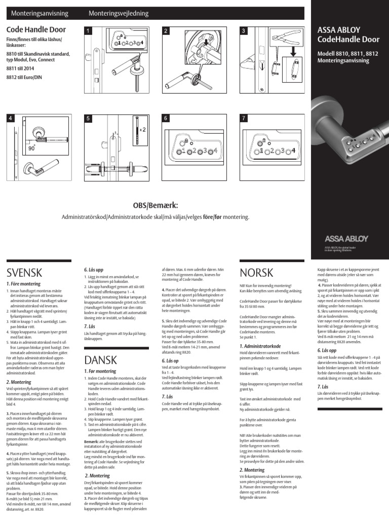 8810 Inst ASSA-Code-Handle | PDF