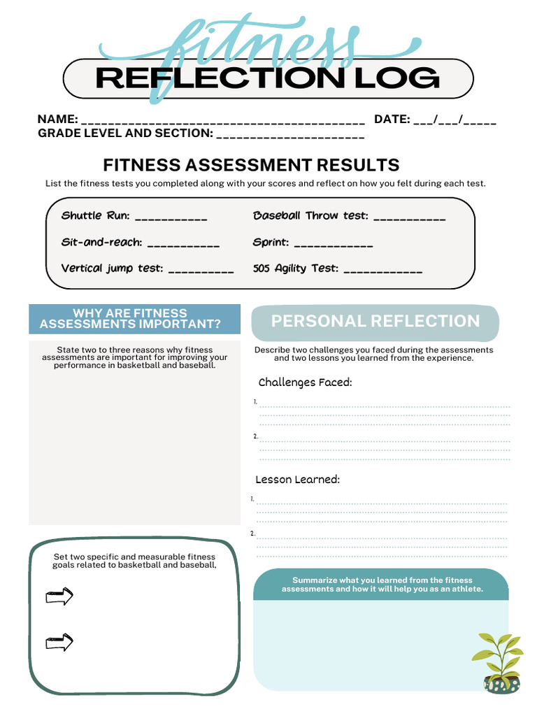 Toddle - Fitness Reflection Log | PDF