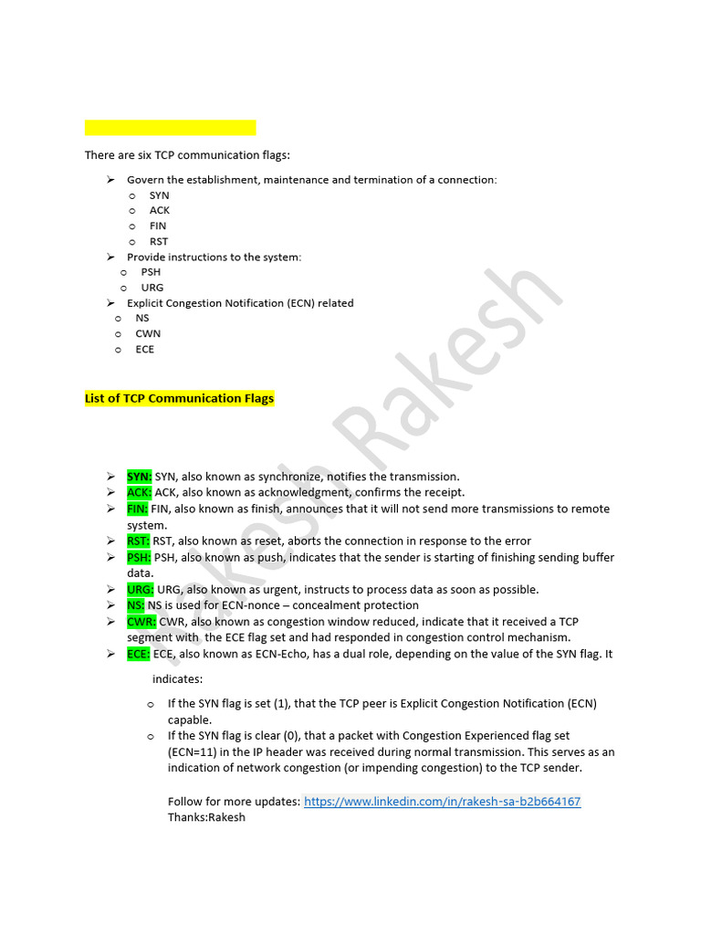 TCP Communication Flags | PDF