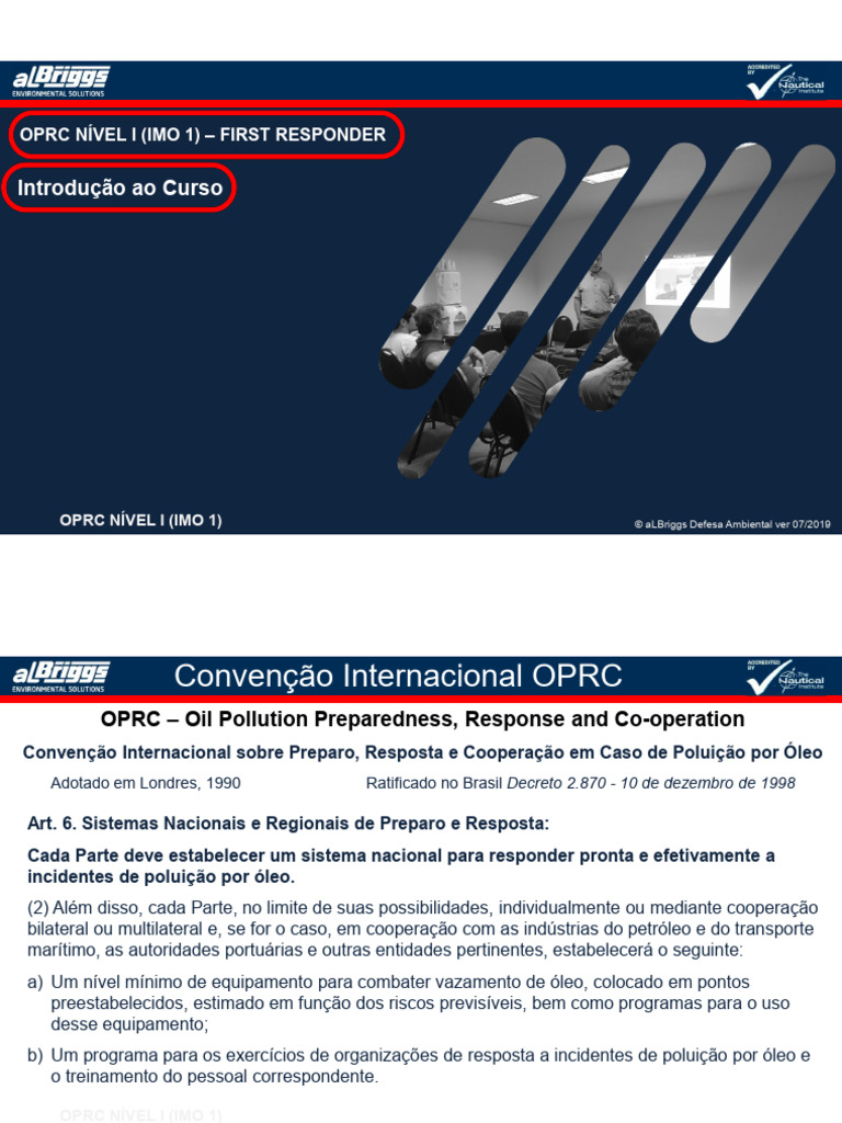 Curso OPRC Nível I: Resposta a Vazamentos | PDF | Lei do Mar ...