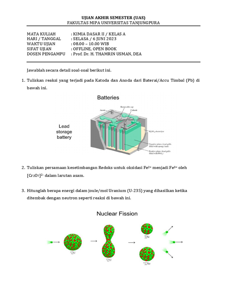 Uas - Kimia Dasar II - 2023 | PDF
