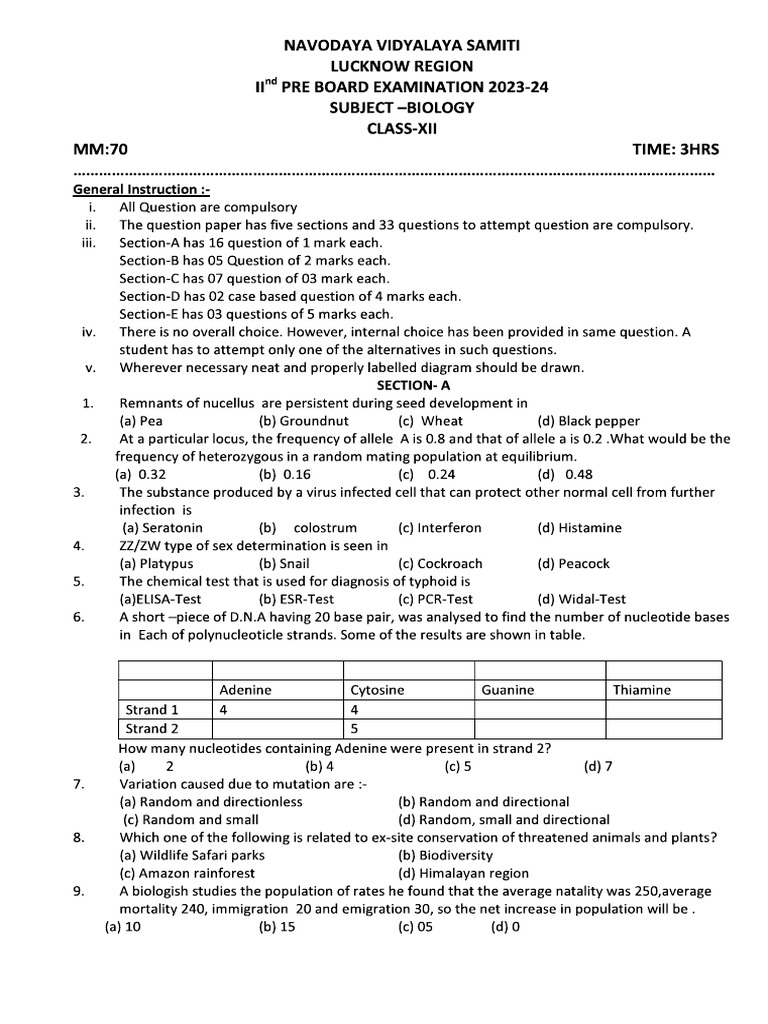 Class 12 Bio 1 | PDF