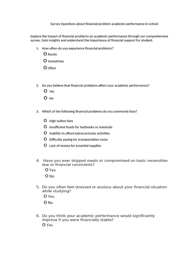 Financial Problems and Student Performance | PDF