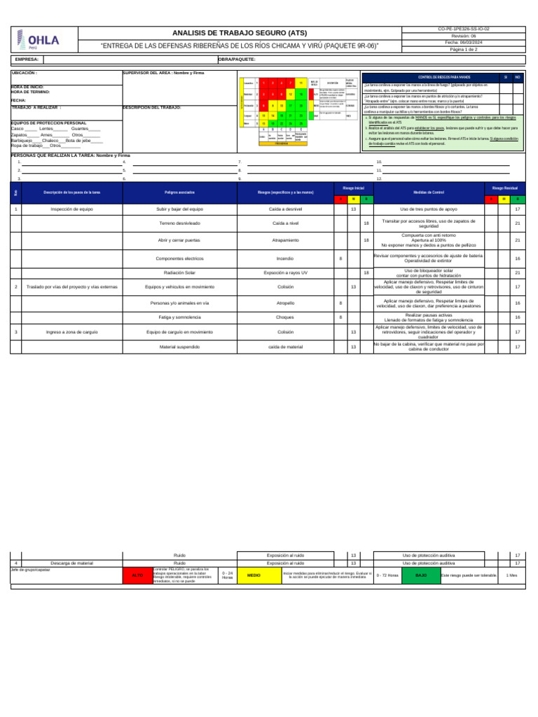 Plantilla Ats - Traslado y Descarga de Materiales en Volquete | PDF | ruido