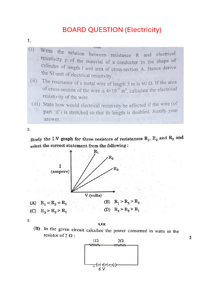 Board Question - Electricity | PDF