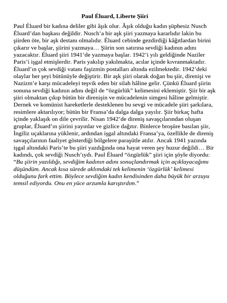 hüriyet_LIBERTÉ_Paul Éluard | PDF